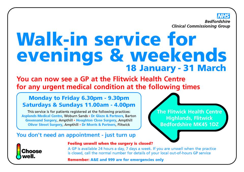 Health Update - Walk In GP Service - Maulden Village